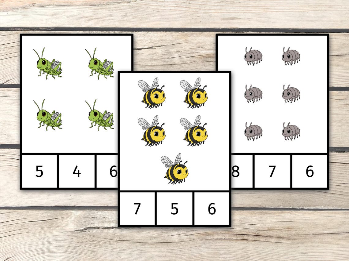 Bugs & Insects Counting Cards, Montessori Preschool Activity (PDF ...