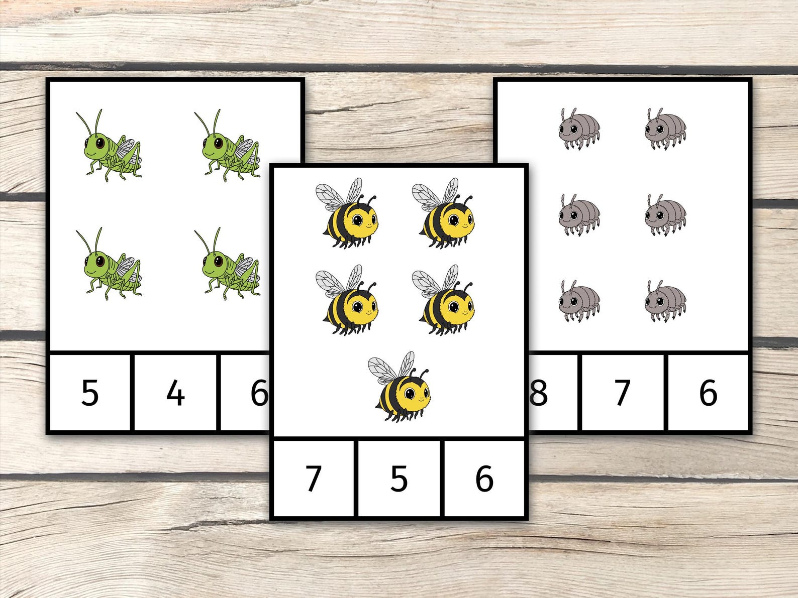Bugs & Insects Counting Cards, Montessori Preschool Activity (PDF ...