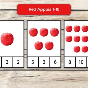 Counting Apple Varieties (1 to 10), Montessori Cards, Preschool ...