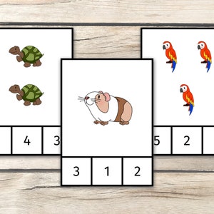 Counting Pet Animals 1 to 10 Montessori Cards Preschool Counting ...