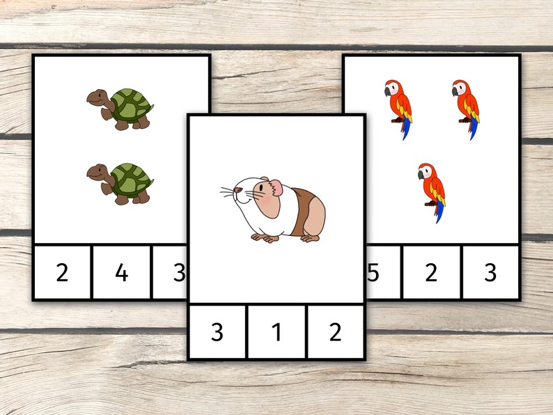 Counting Pet Animals 1 to 10 Montessori Cards Preschool Counting ...
