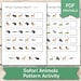 Safari Animals Pattern Worksheet: Preschool Activity (PDF Printables ...