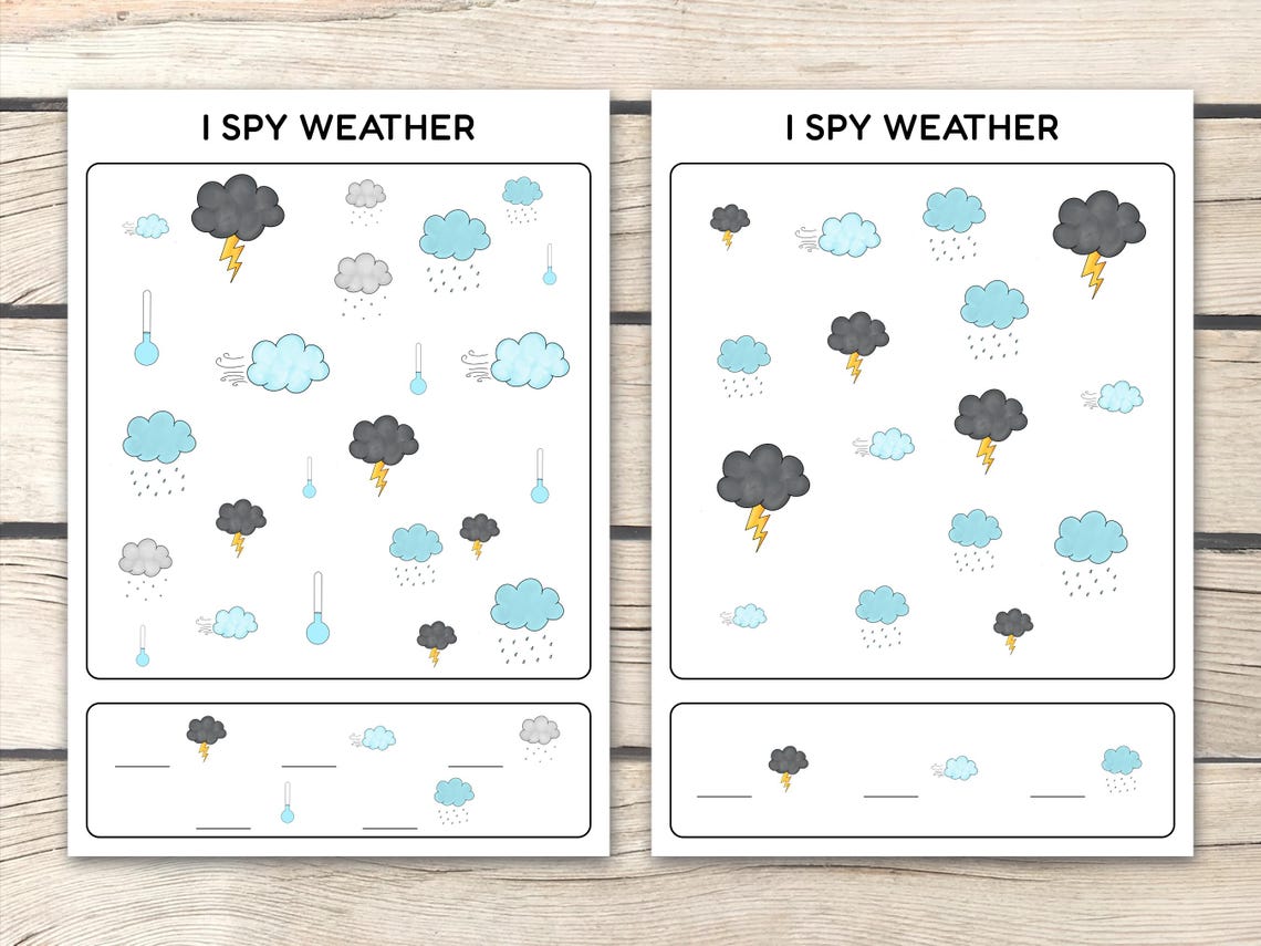 Weather I Spy Worksheet, Weather Activity, Weather I Spy, I Spy ...