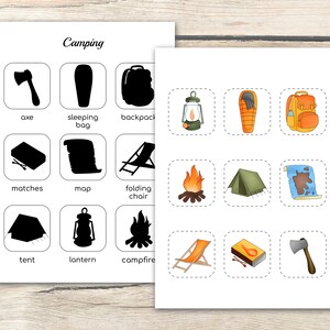 Camping Shadow Matching Game: Preschool Activity (PDF Printables) - Etsy