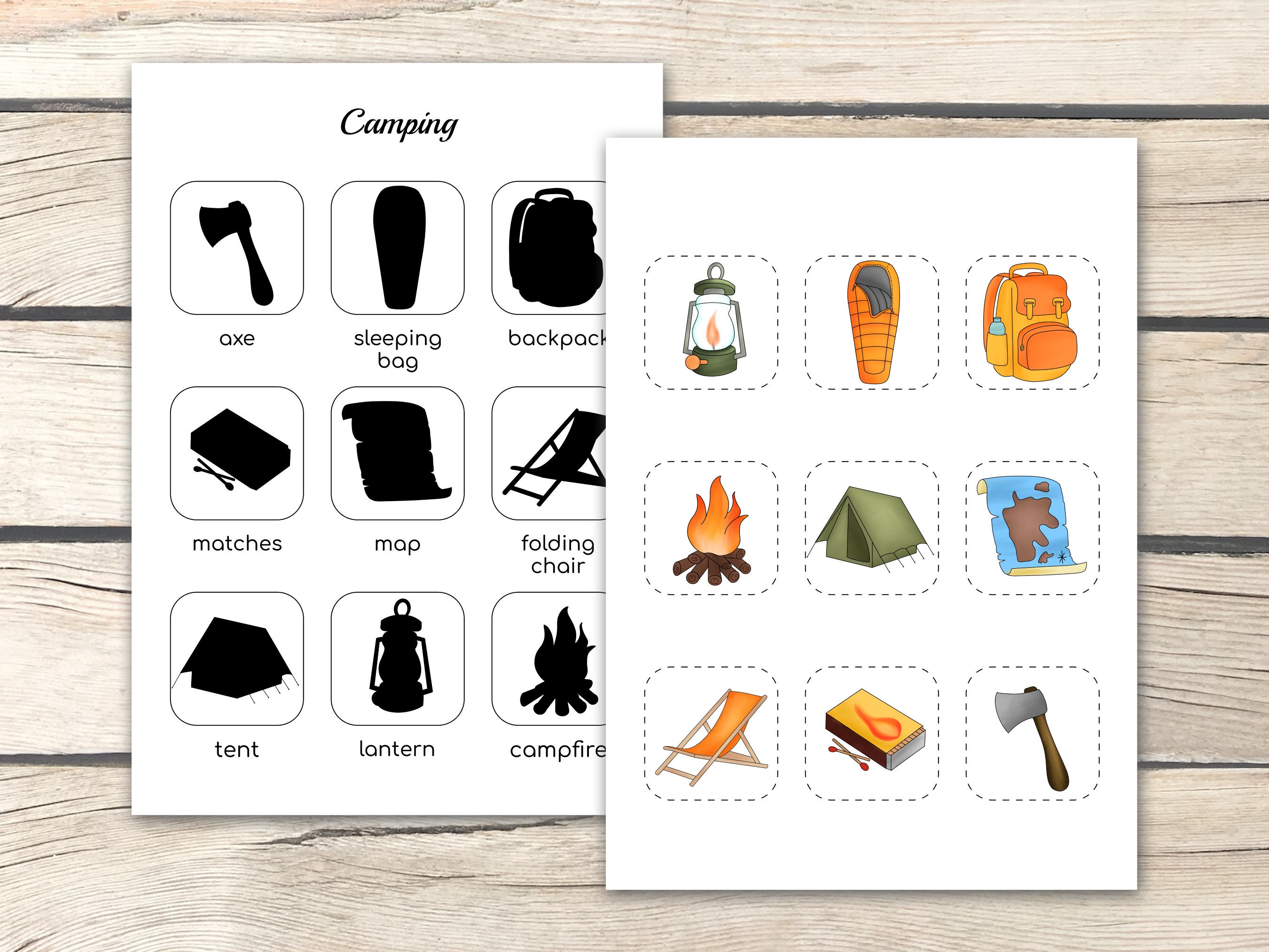 Camping Shadow Matching Game, Camping Worksheet, Matching Activity ...