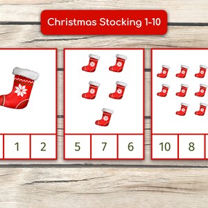 Counting Christmas Cards (1 to 10), Montessori Cards, Preschool ...