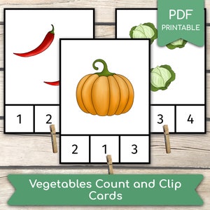 Counting Vegetables 1 to 10 Montessori Cards Preschool Counting ...