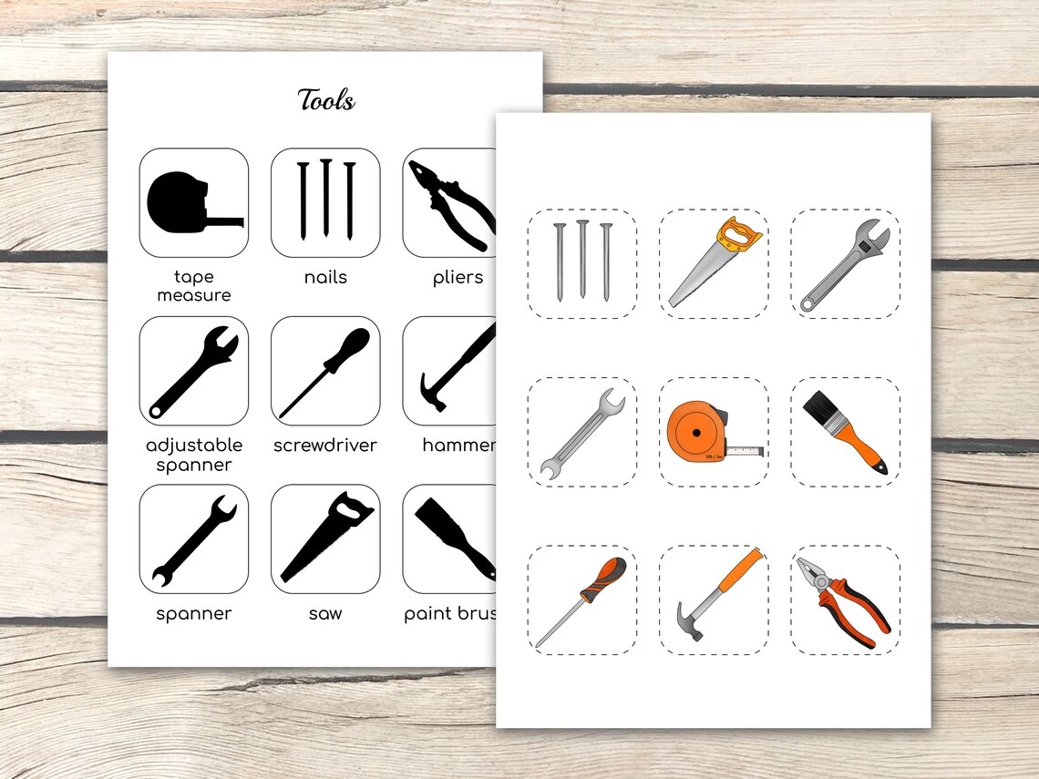 Tools Shadow Matching Game, Tools Worksheet, Matching Activity ...