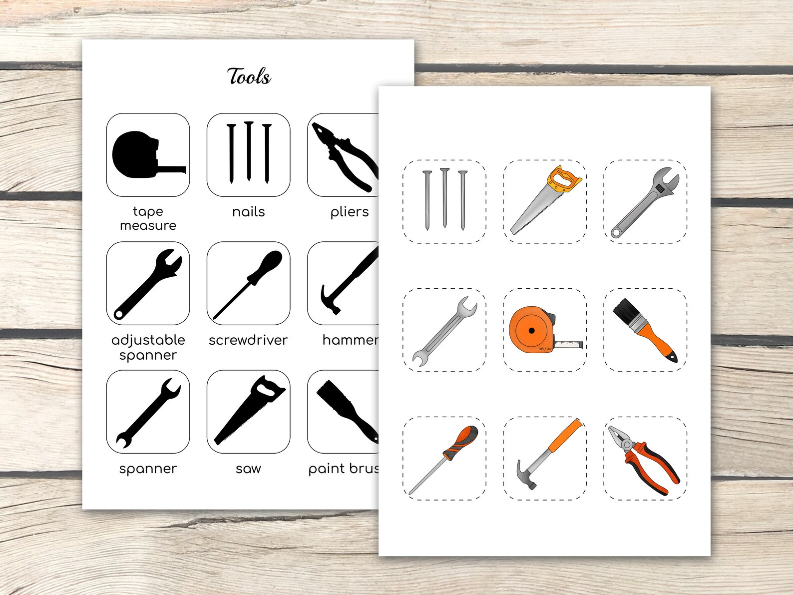 Tools Shadow Matching Game, Tools Worksheet, Matching Activity ...