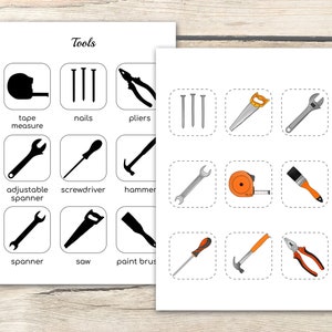 Tools Shadow Matching Game, Tools Worksheet, Matching Activity ...
