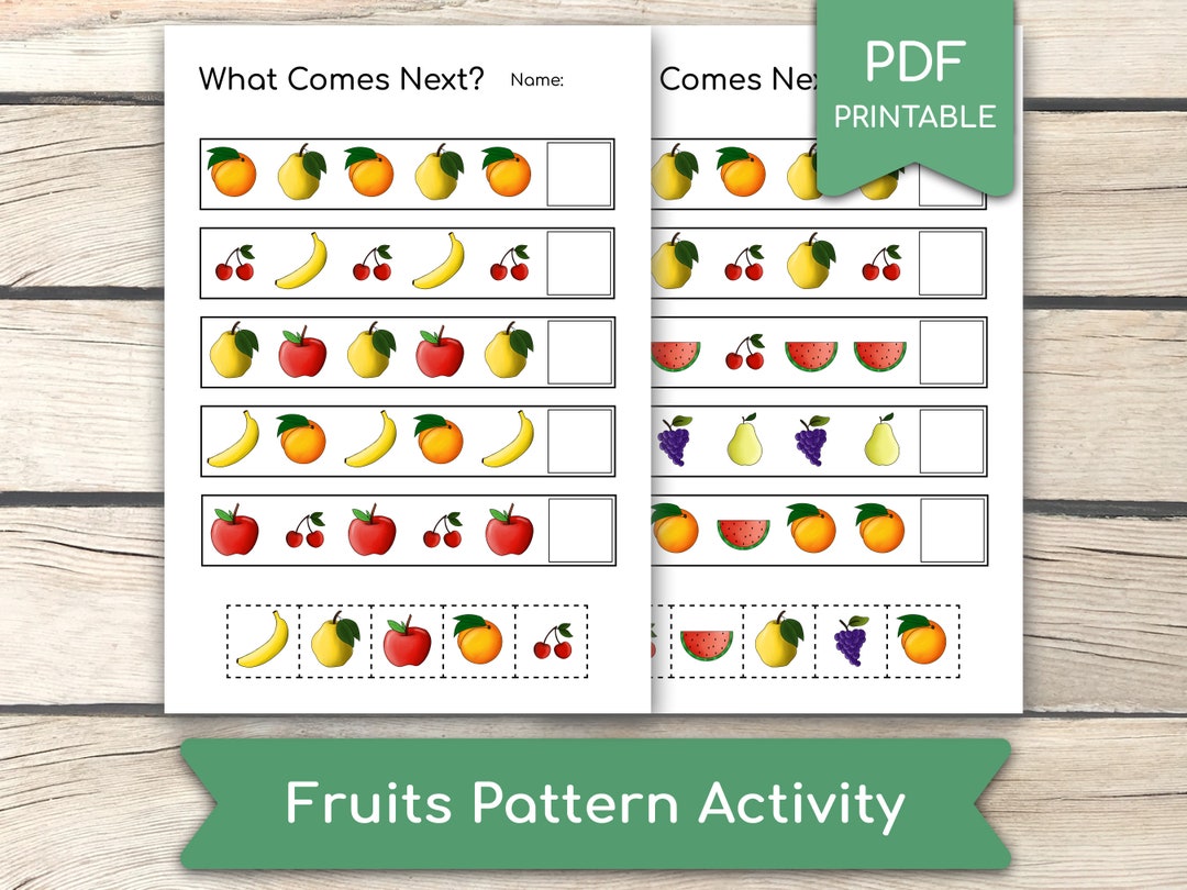 WHAT COMES NEXT? Fruits Worksheet, Pattern Activity, Educational ...