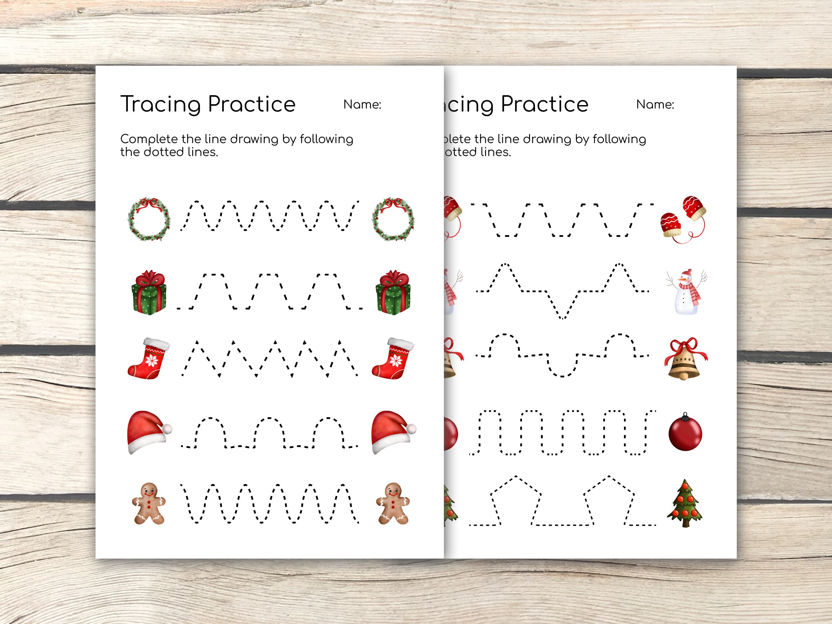 Preschool Line Tracing Practice, Christmas Pre-writing Activities 8 ...