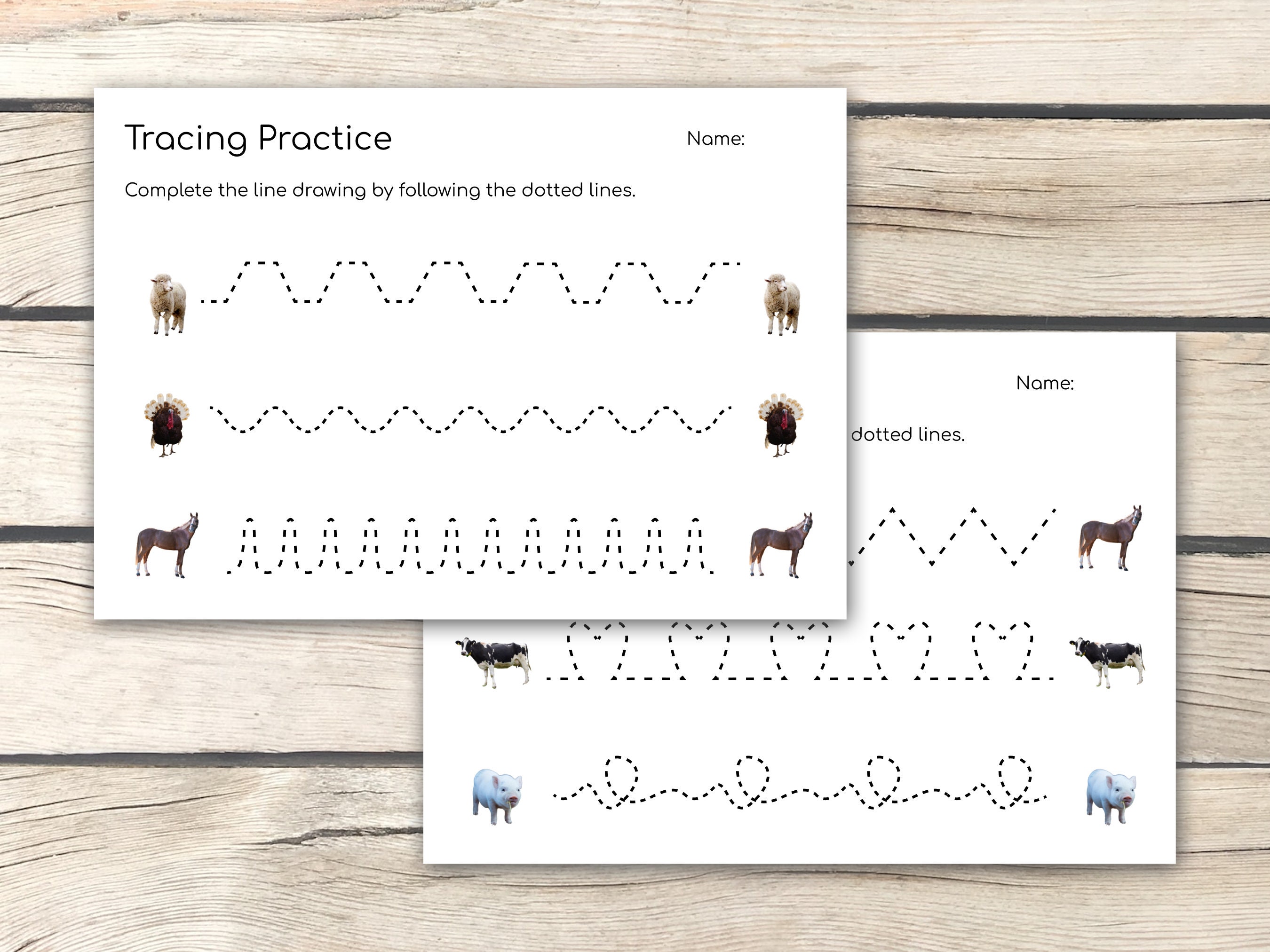 Preschool Line Tracing Practice, Farm Animals Pre-writing Activities ...