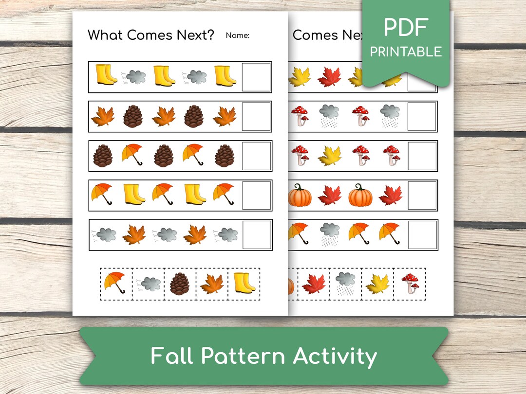 WHAT COMES NEXT? Fall Items Worksheet, Pattern Activity, Educational ...