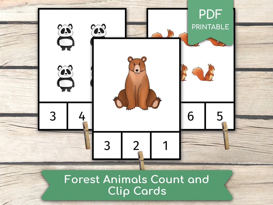 Counting Forest Animals 1 to 10 Montessori Cards Preschool Counting ...