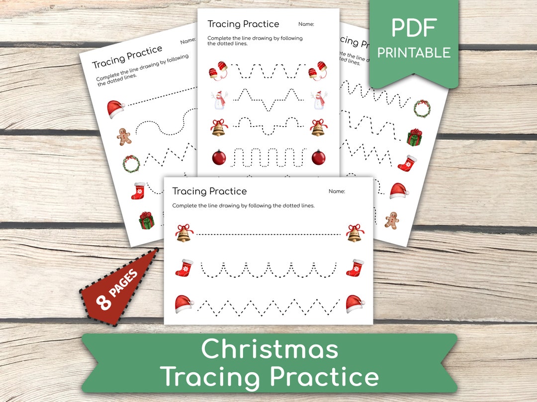 Preschool Line Tracing Practice, Christmas Pre-writing Activities • 8 ...
