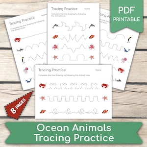 Preschool Line Tracing Practice, Ocean Animals Pre-writing Activities ...