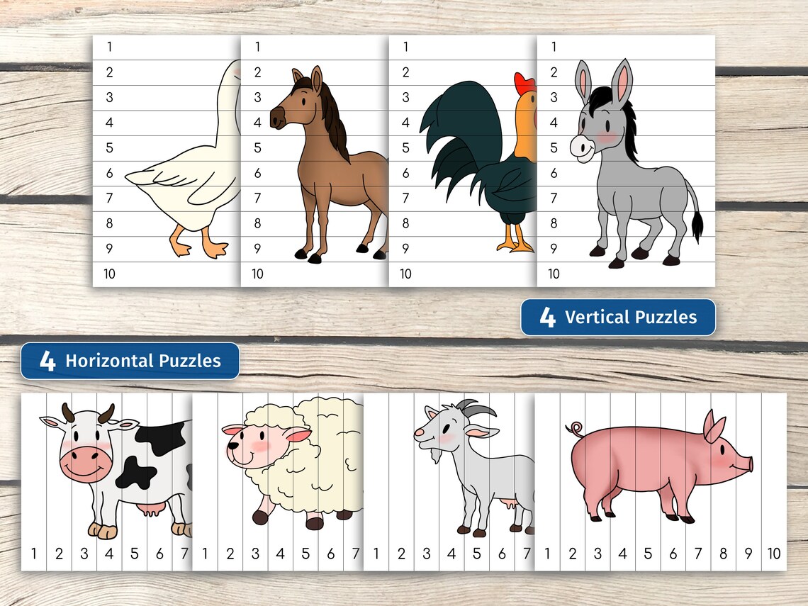 Farm Animals 1-10 Puzzles, Farm Animals Activity, Farm Animals Puzzles ...