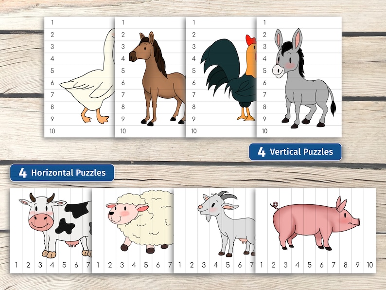 Farm Animals 1-10 Puzzles, Farm Animals Activity, Farm Animals Puzzles ...