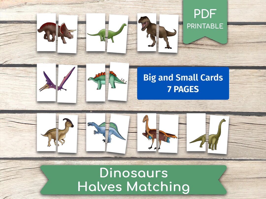 Dinosaurs Halves Matching Game: Preschool Learning Activity (PDF ...