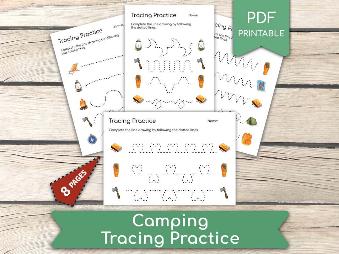 Preschool Line Tracing Practice, Camping Pre-writing Activities • 8 ...