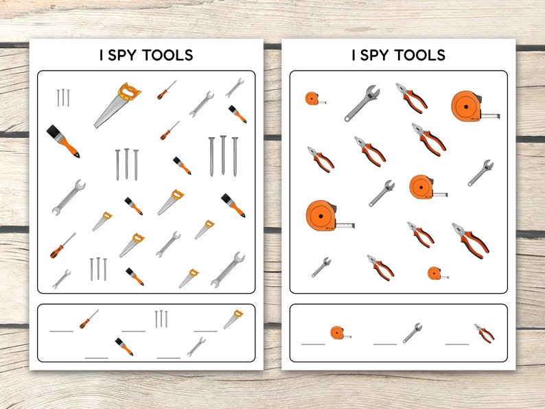Tools I Spy Worksheet, Preschool Activity, I Spy Activity, Educational ...
