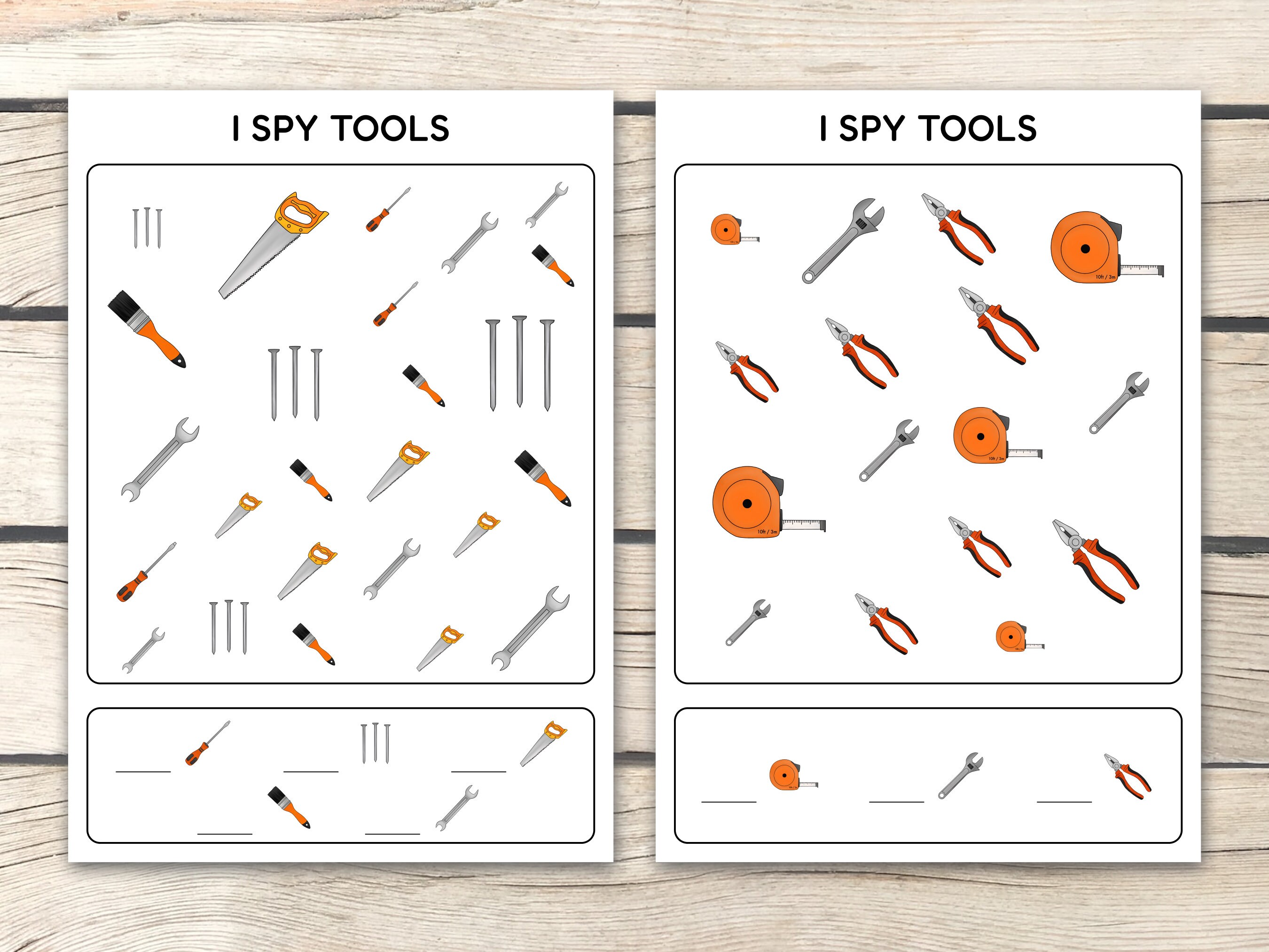 Tools I Spy Worksheet, Preschool Activity, I Spy Activity, Educational ...