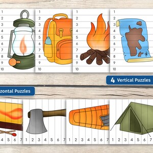 Camping Number Puzzles: Kids' Activity, Number Sequence (PDF Printables ...