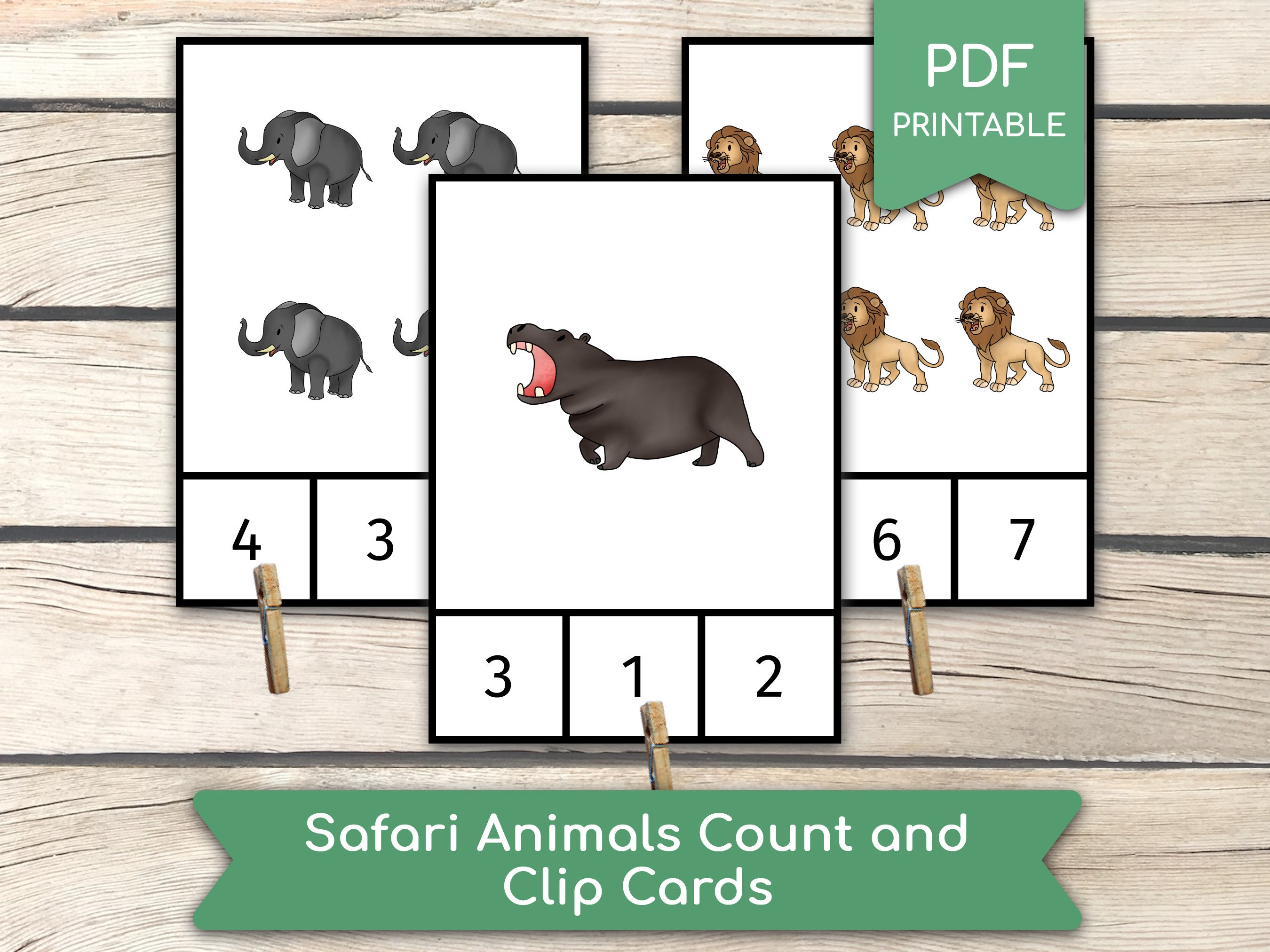 Counting Safari Animals 1 to 10 Montessori Cards Preschool Counting ...