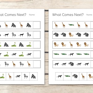 Safari Animals Pattern Worksheet: Preschool Activity (PDF Printables ...
