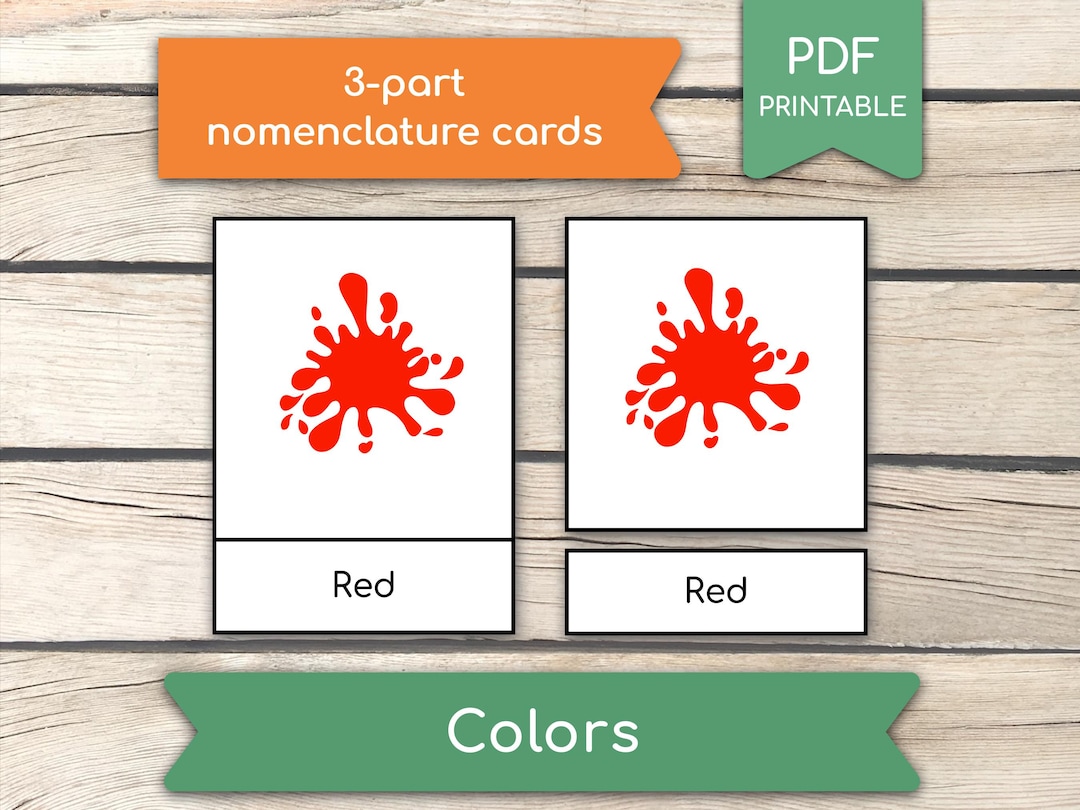 Colors 3-part Cards: Montessori Nomenclature Flashcards (PDF Printables ...