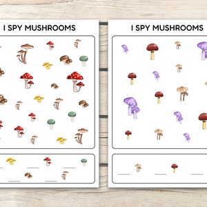 Mushrooms I Spy Worksheet: Preschool Activity (PDF Printables) - Etsy