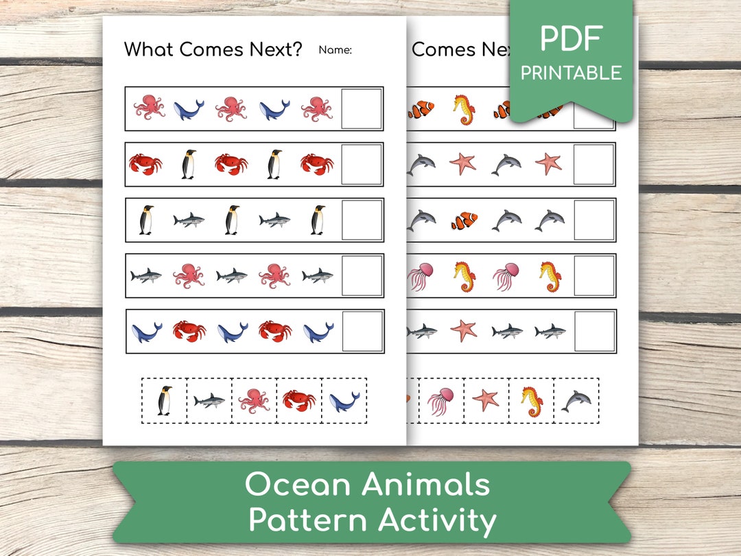 WHAT COMES NEXT? Ocean Animals Worksheet, Pattern Activity, Educational ...