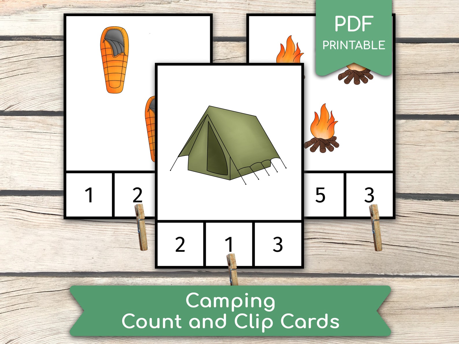 Counting Camping 1 to 10 Montessori Cards Preschool Counting Activity ...