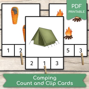 Counting Camping 1 to 10 Montessori Cards Preschool Counting Activity ...
