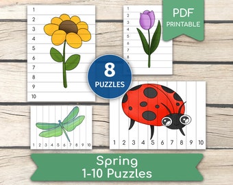Mushrooms 1-10 Puzzles, Mushrooms Activity, Mushroom Number Puzzles ...