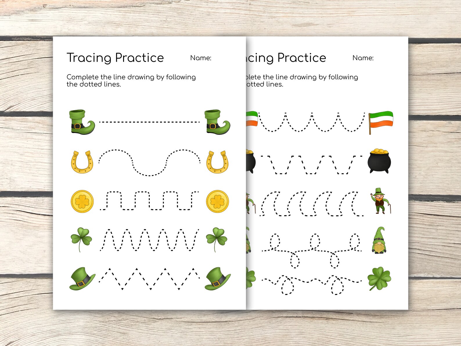 St. Patrick's Day Tracing Practice: Pre-writing Activity (PDF Printable ...