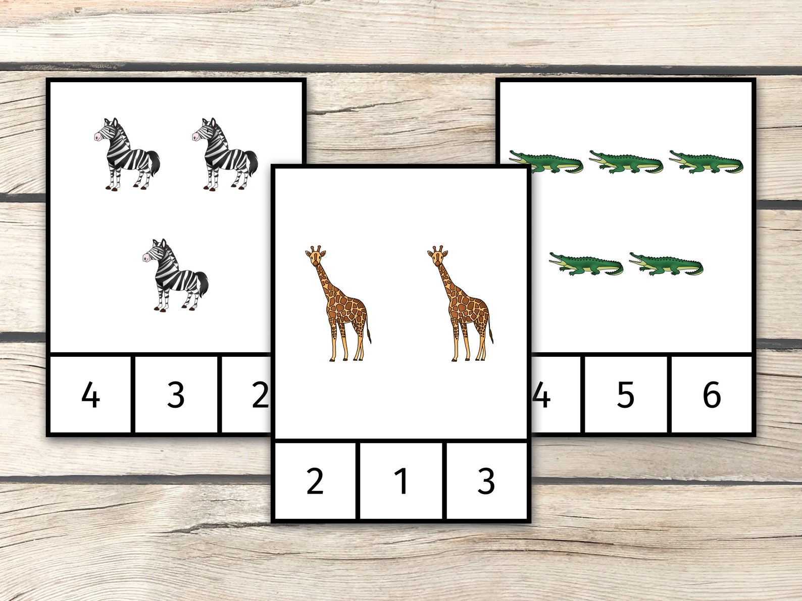 Counting Safari Animals 1 to 10 Montessori Cards Preschool Counting ...