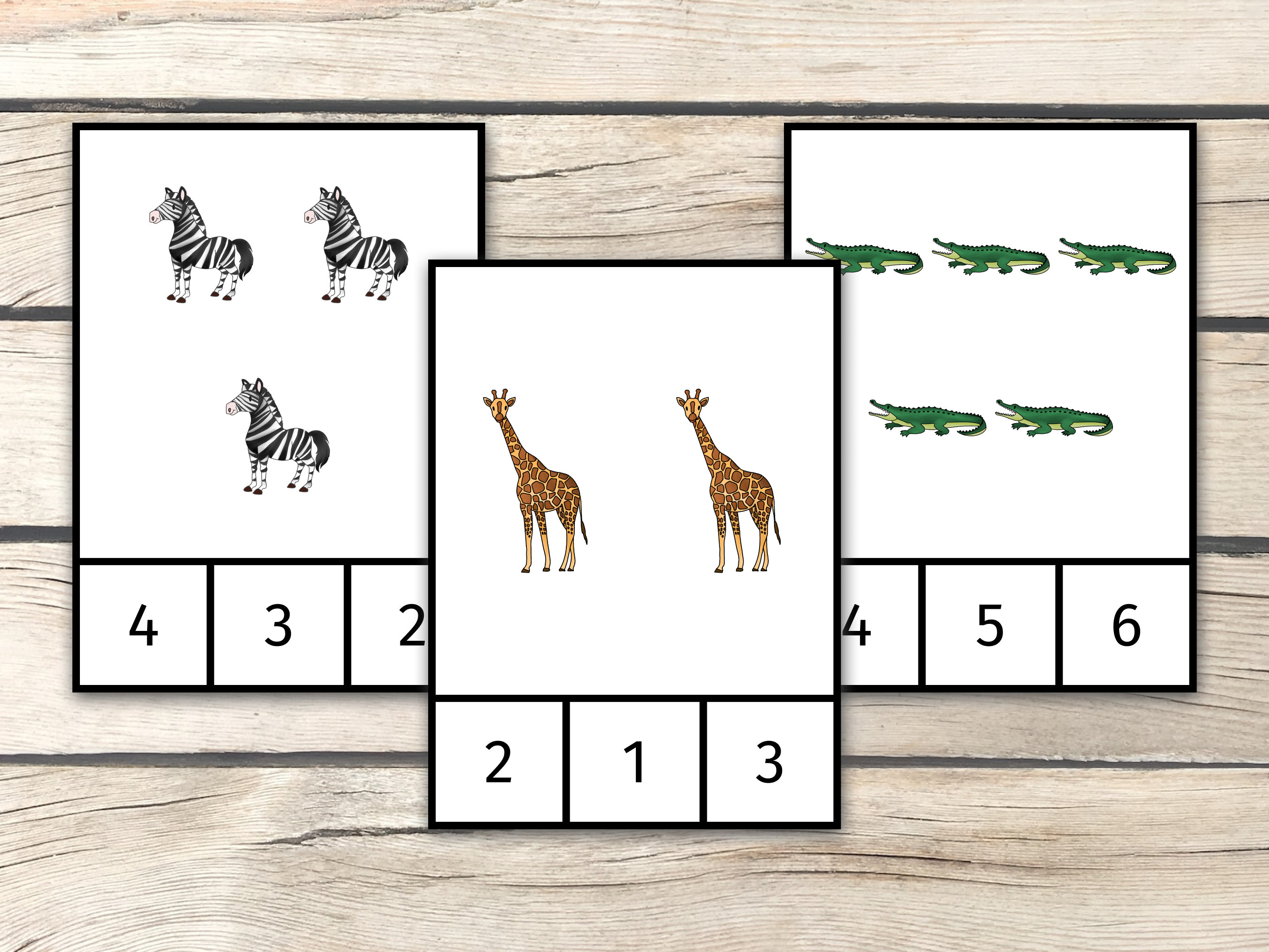 Counting Safari Animals 1 to 10 Montessori Cards Preschool Counting ...