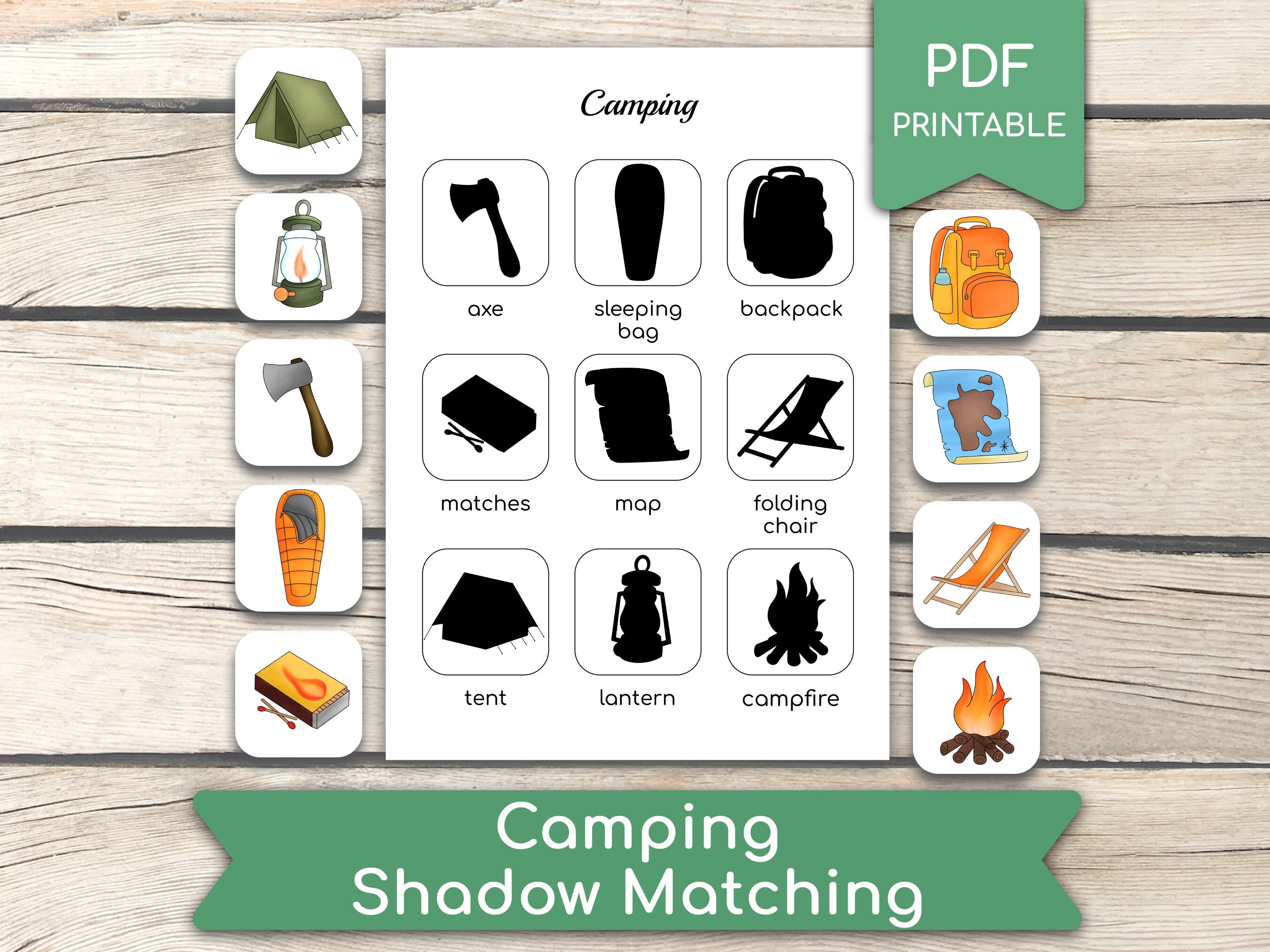 Camping Shadow Matching Game, Camping Worksheet, Matching Activity ...