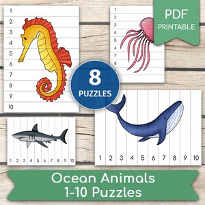 Ocean Animals 1-10 Puzzles, Ocean Animals Activity, Number Puzzles ...