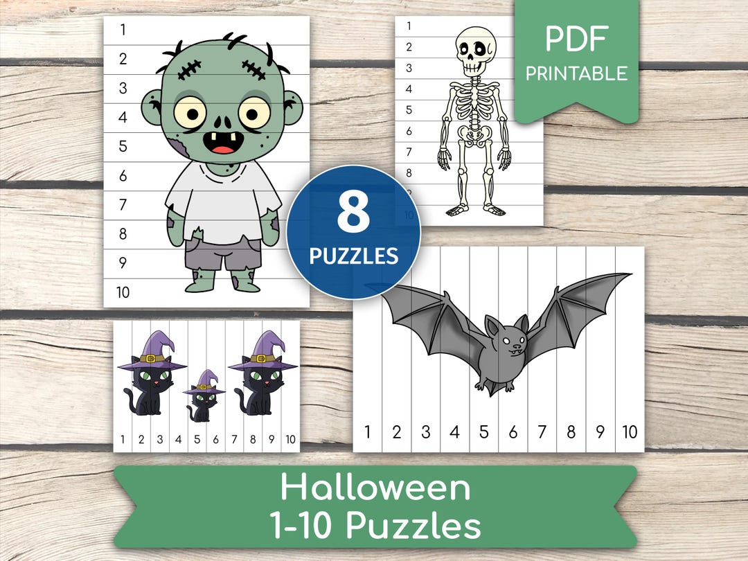 Halloween Number Puzzles for Toddlers: 1-10 Matching Game (PDF ...