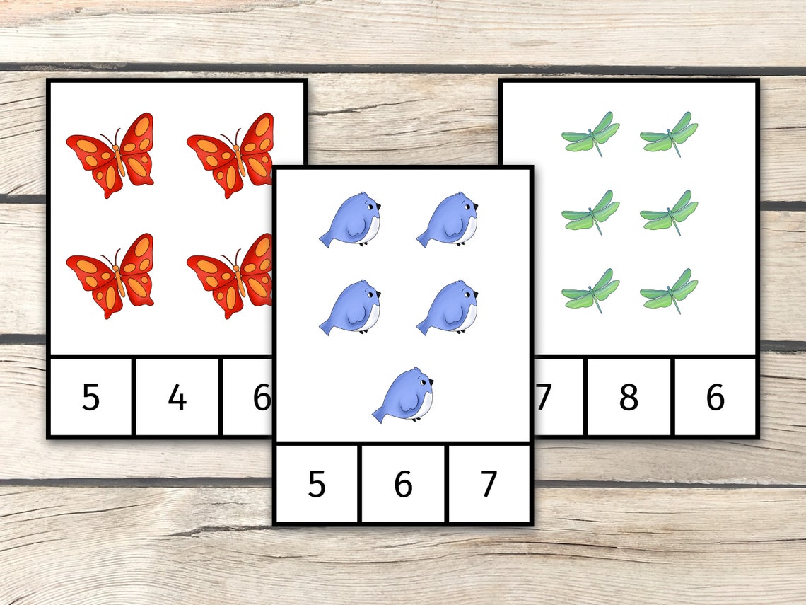 Counting Spring 1 to 10 Montessori Cards Preschool Counting Activity ...