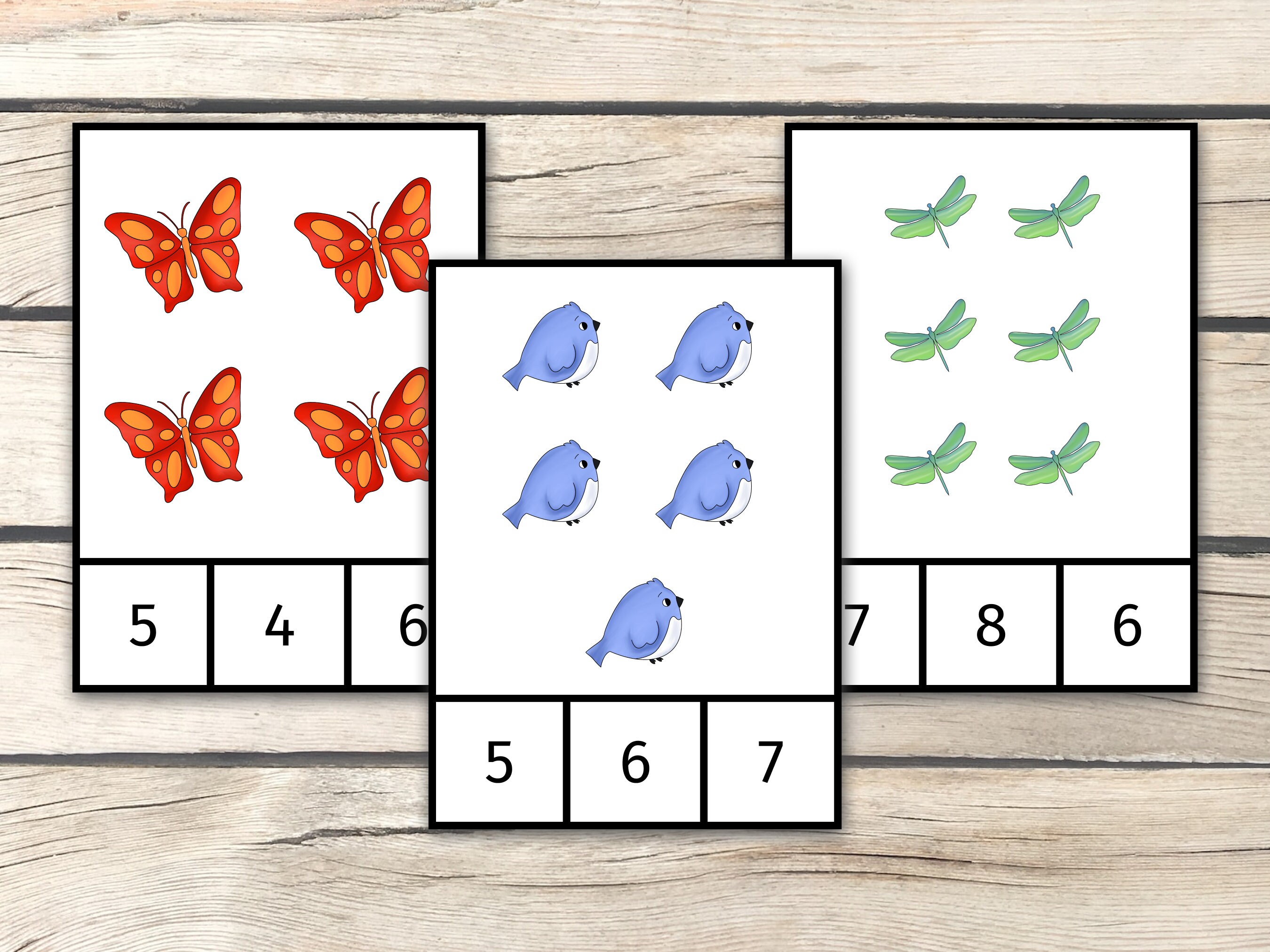 Counting Spring 1 to 10 Montessori Cards Preschool Counting Activity ...