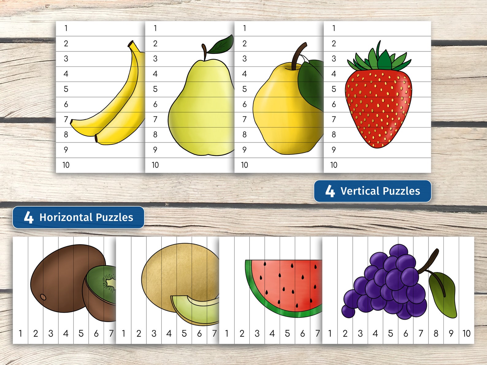 Fruits 1-10 Puzzles, Fruits Activity, Fruits Number Puzzles, Puzzles ...