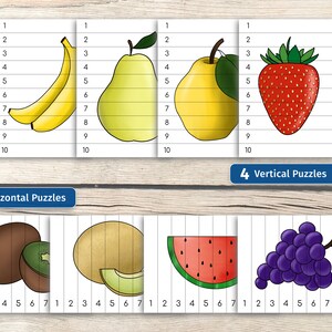 Fruits 1-10 Puzzles, Fruits Activity, Fruits Number Puzzles, Puzzles ...