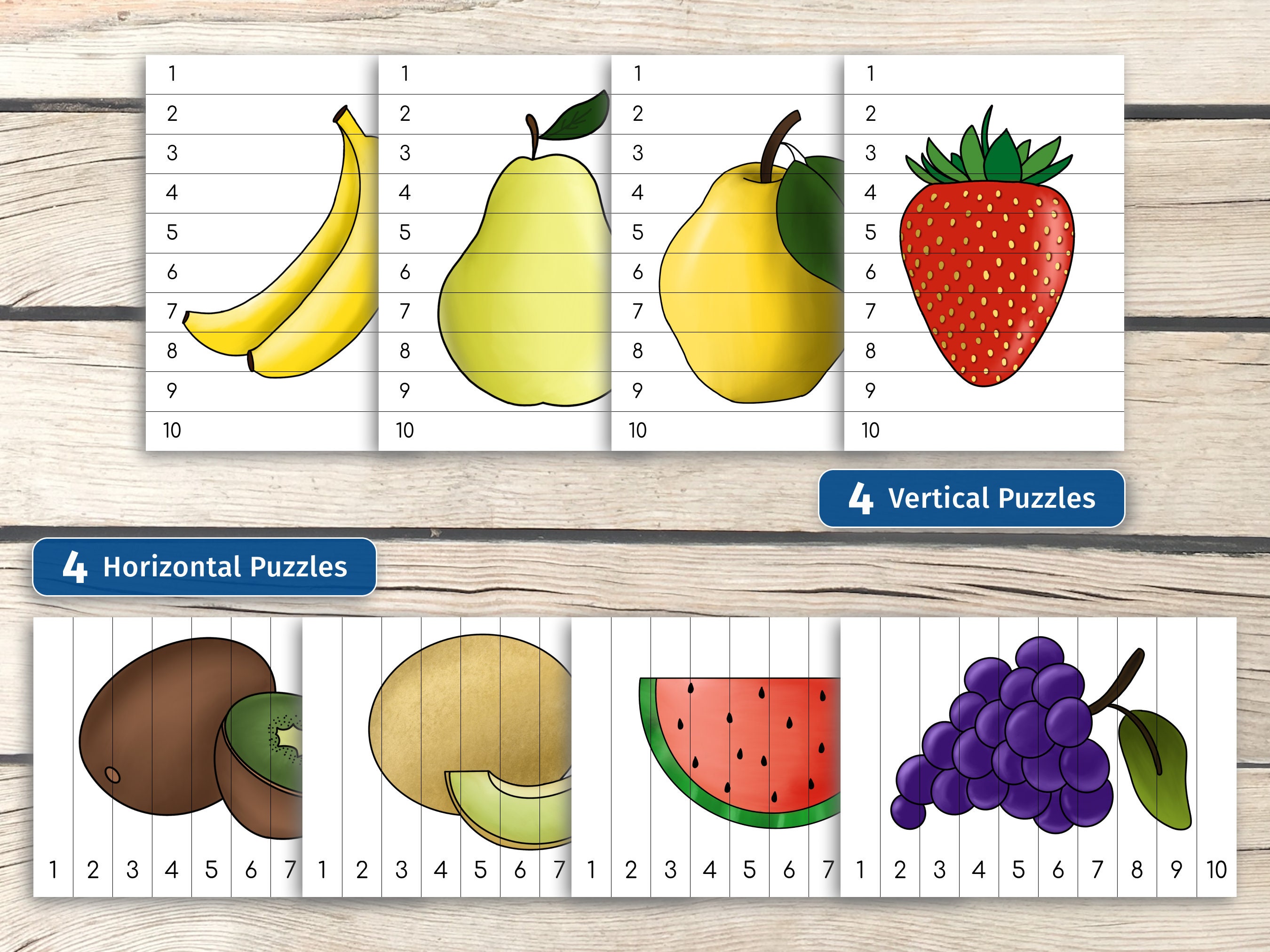 Fruits 1-10 Puzzles, Fruits Activity, Fruits Number Puzzles, Puzzles ...