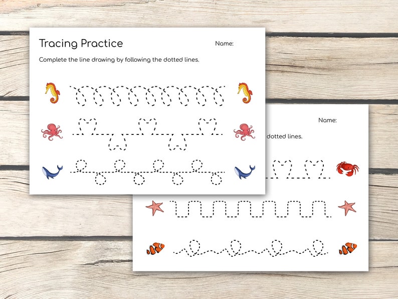 Preschool Line Tracing Practice, Ocean Animals Pre-writing Activities ...
