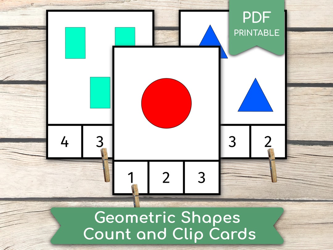 Counting Geometric Shapes 1 to 10 Montessori Cards Preschool Counting ...