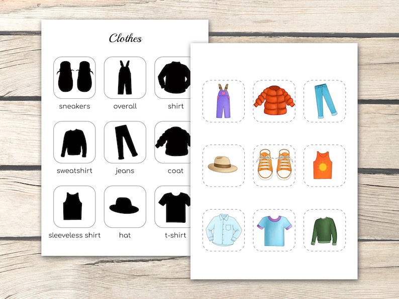 Clothes Shadow Matching Game, Clothes Worksheet, Matching Activity ...